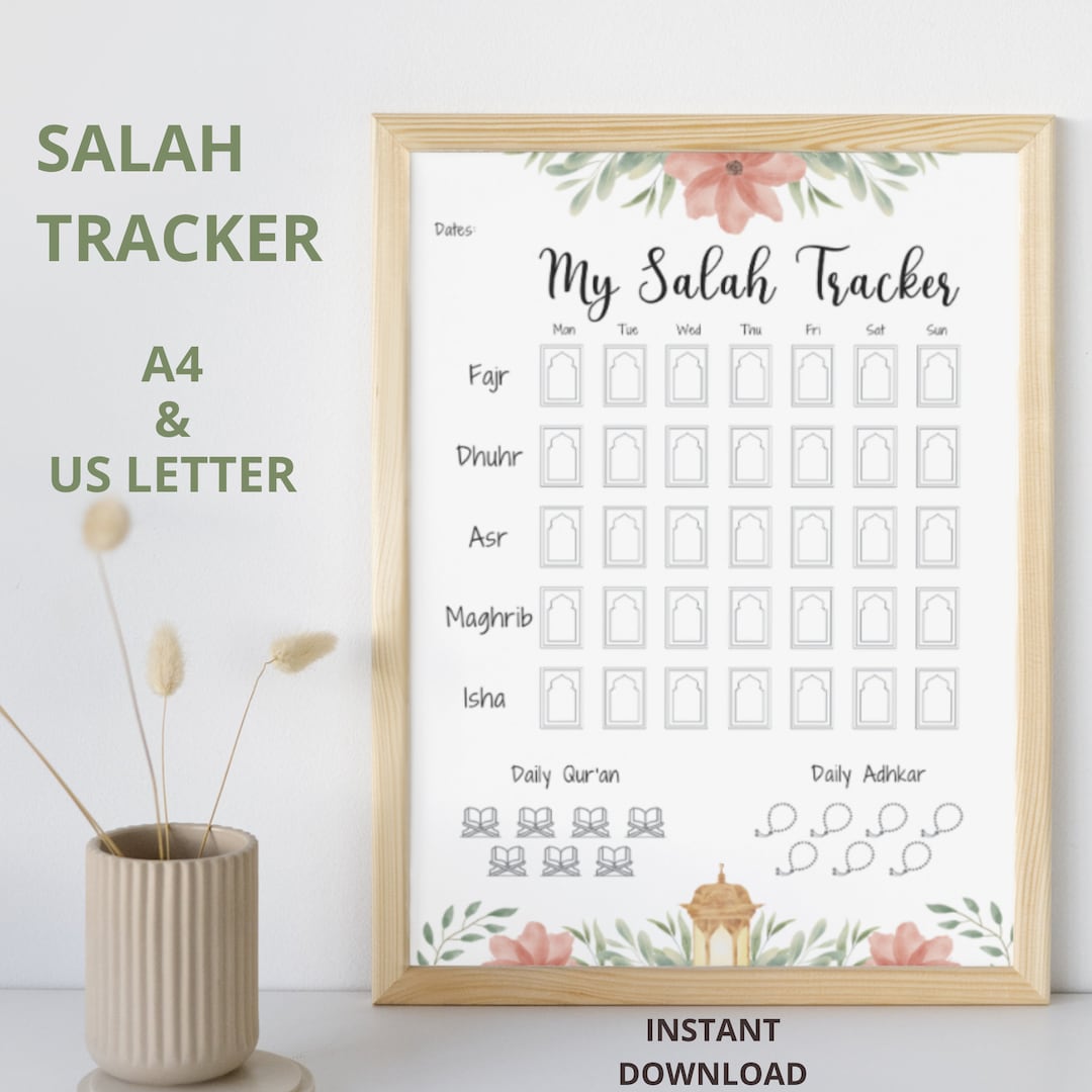 Muslim Prayer Tracker, Printable Salah Tracker, Prayer Chart for Kids ...