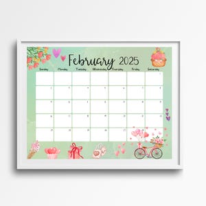 EDITABLE February 2025 Calendar, Valentine’s Day, Winter Calendar ...
