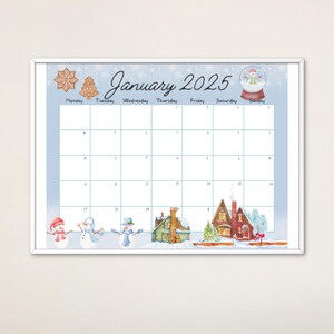 EDITABLE January 2025 Calendar, Beautiful Winter, Happy New Year ...