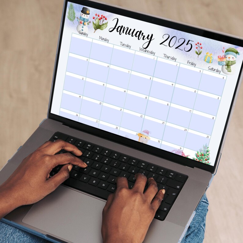 EDITABLE January 2025 Calendar, Beautiful Winter, Happy Snowmen, New ...
