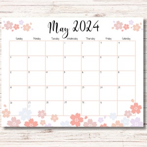 EDITABLE May 2024 Calendar, Colorful Flowers, Beautiful Spring ...