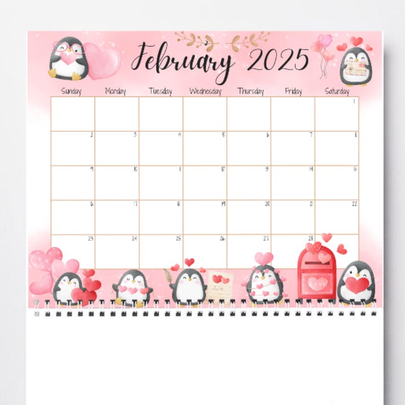 EDITABLE February 2025 Calendar, Valentine's Day, Homeschool, Loving ...