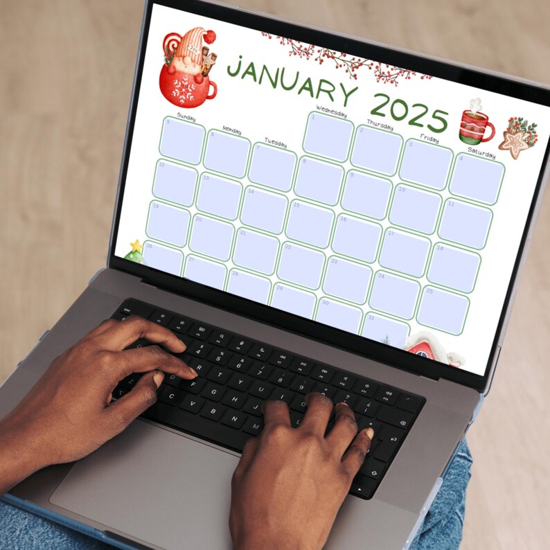 EDITABLE January 2025 Calendar, Cute Gnoms, Beautiful Winter, Happy New ...