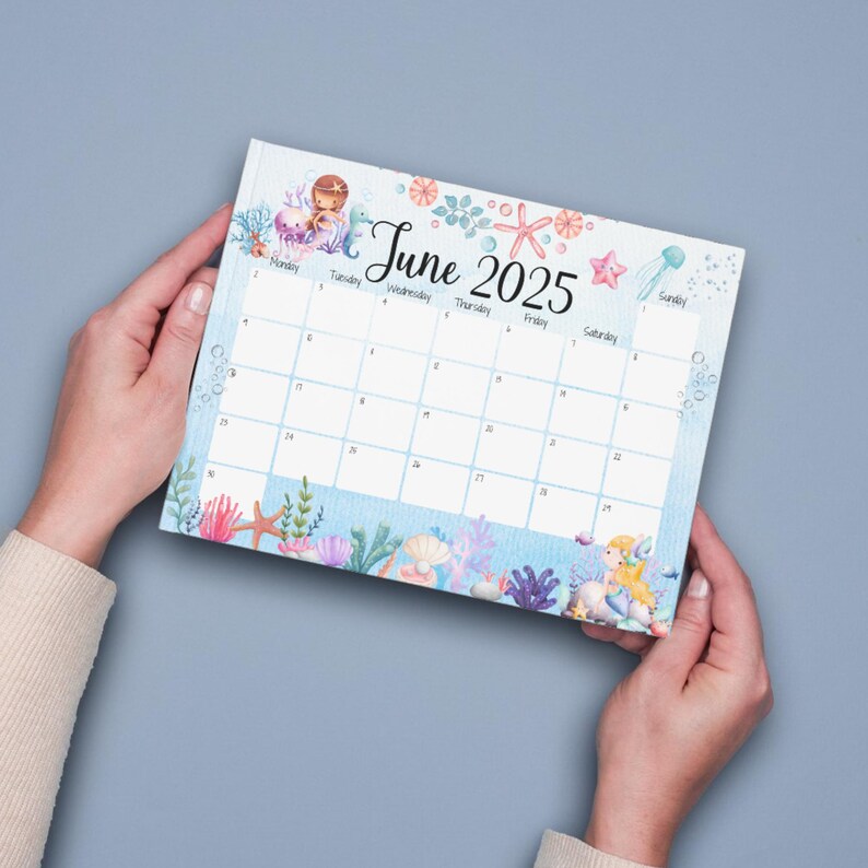 EDITABLE June 2025 Calendar, Wonderful Summer With Cute Sea Creatures ...