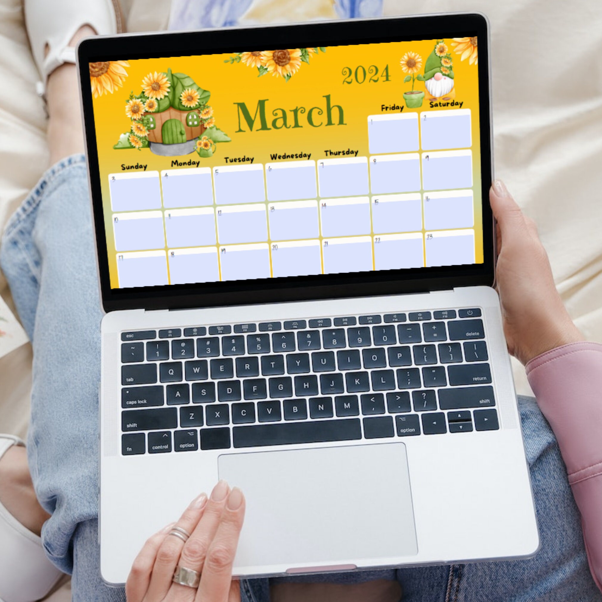 EDITABLE March 2024 Calendar, Fillable Calendar, Cute Gnomes, Happy St ...