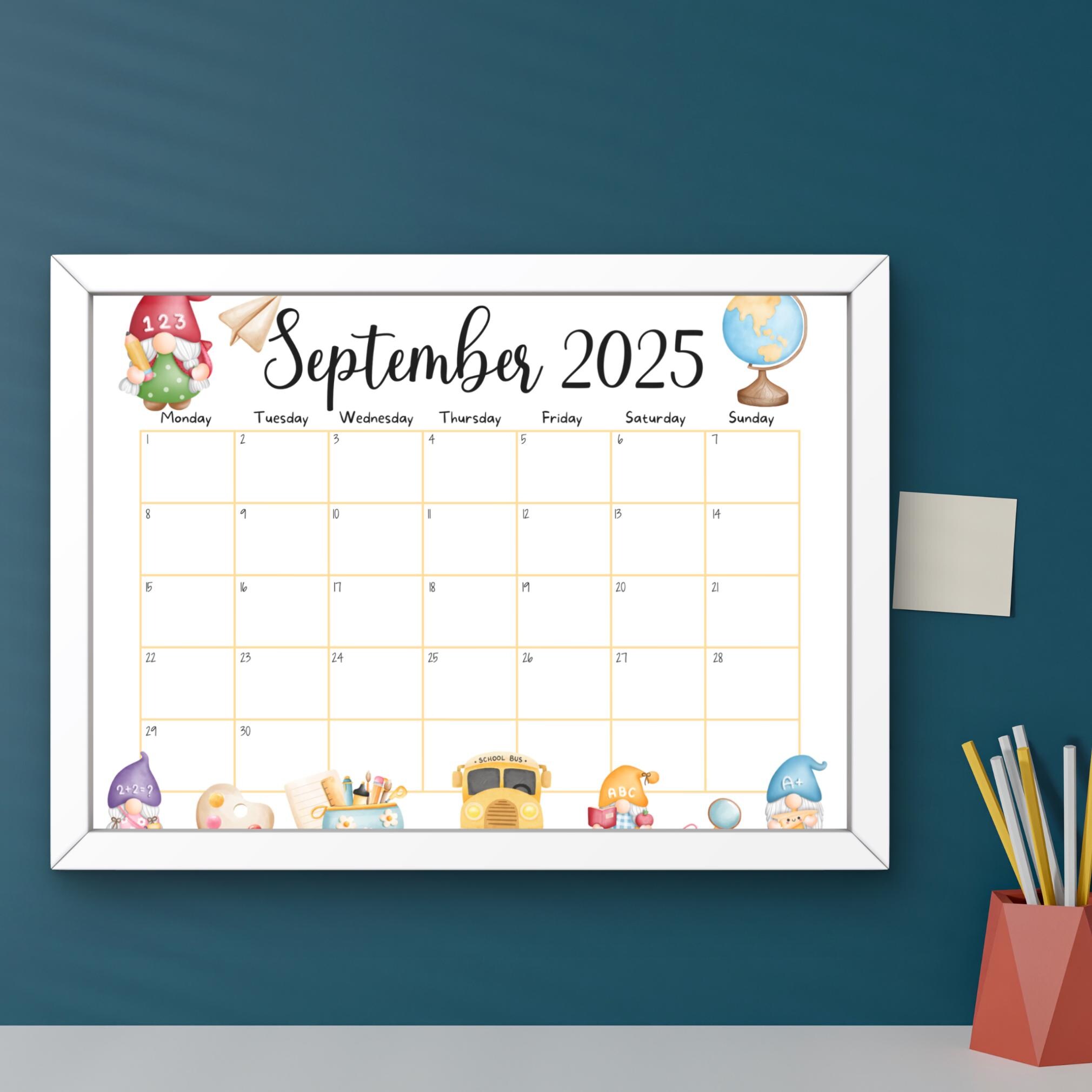 EDITABLE September 2025 Calendar, School Time, Back to School ...