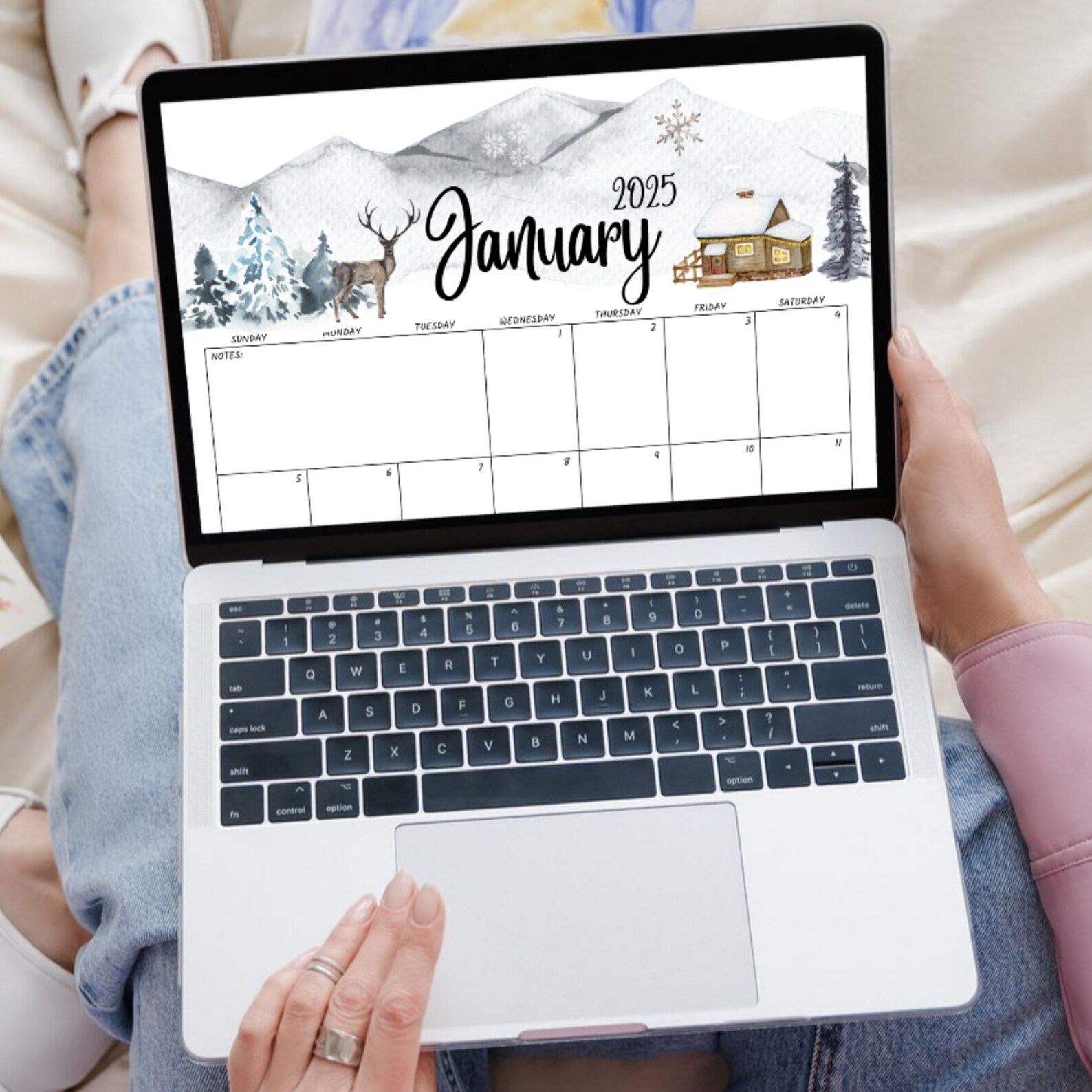 January Calendar 2025, Editable January Calendar, Beautiful Winter ...