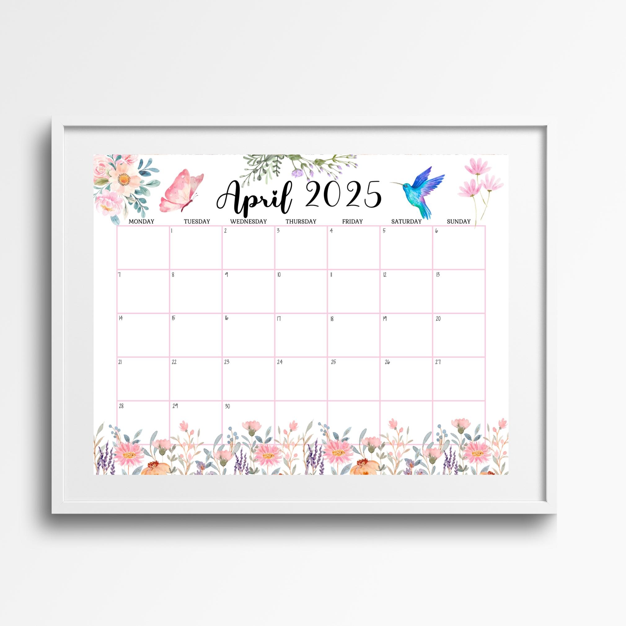 EDITABLE April 2025 Calendar, Printable April Planner, Fillable ...
