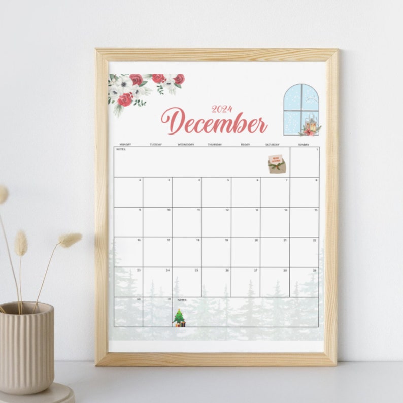 EDITABLE December 2024 Calendar, Christmas Planner, Beautiful Winter ...