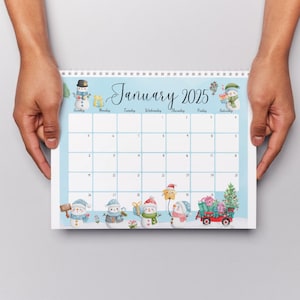 EDITABLE January 2025 Calendar, Beautiful Winter, Happy Snowmen, New ...