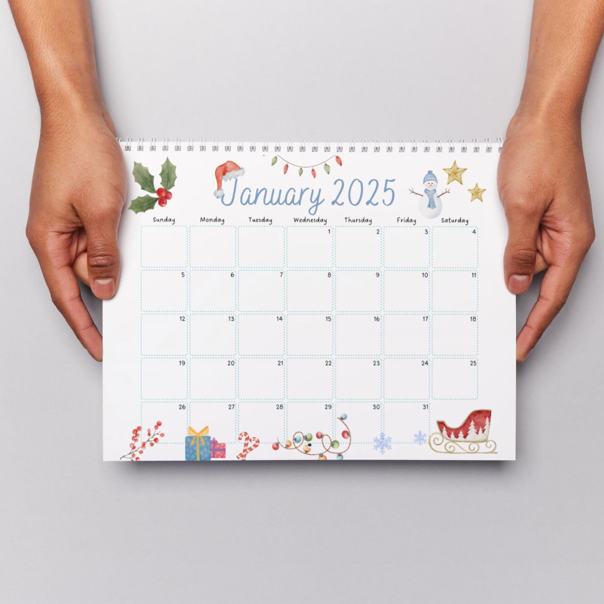 EDITABLE January 2025 Calendar, Beautiful Winter, Happy Snowman, New ...