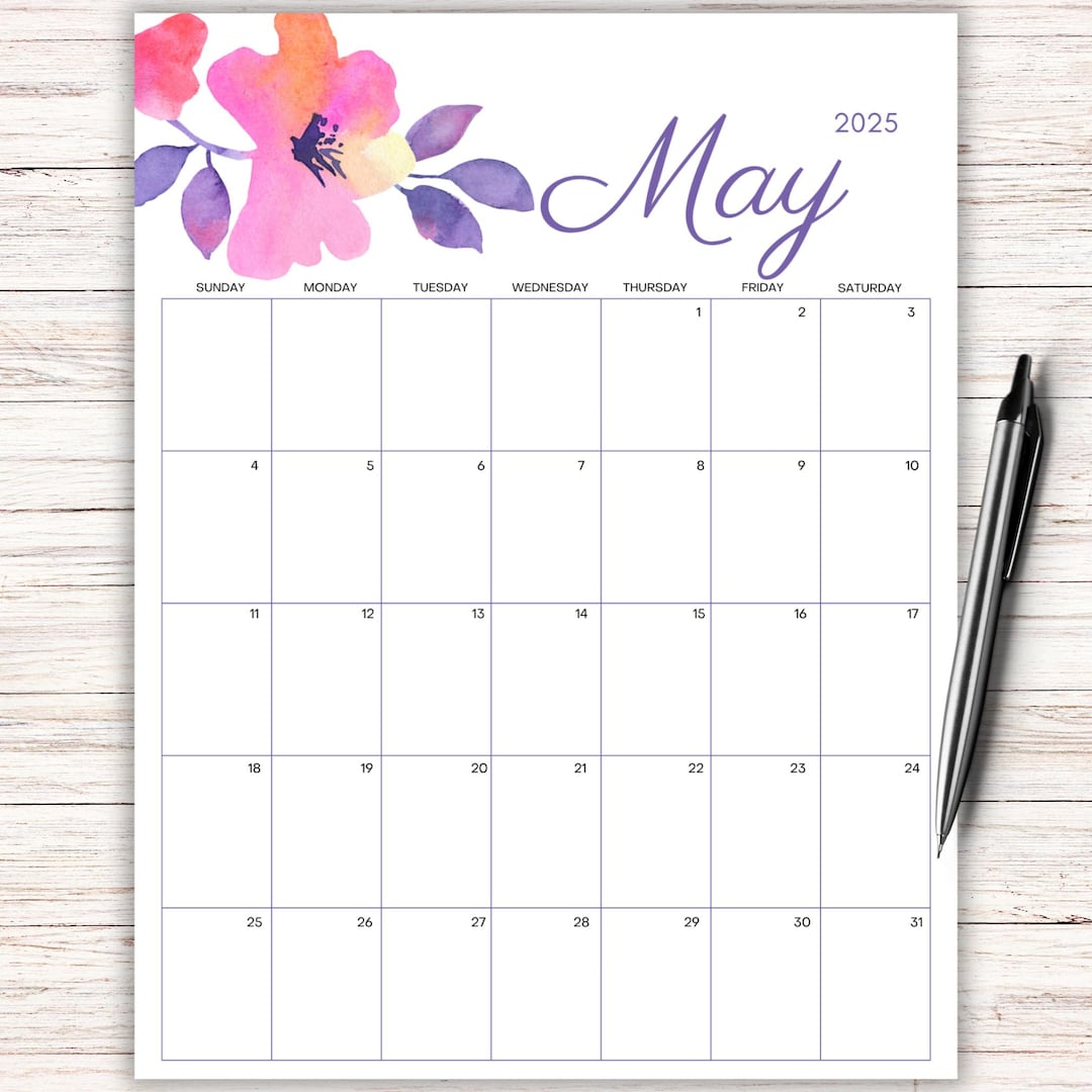 Editable May 2025 Calendar, Simple and Stylish Design, Get Organized ...