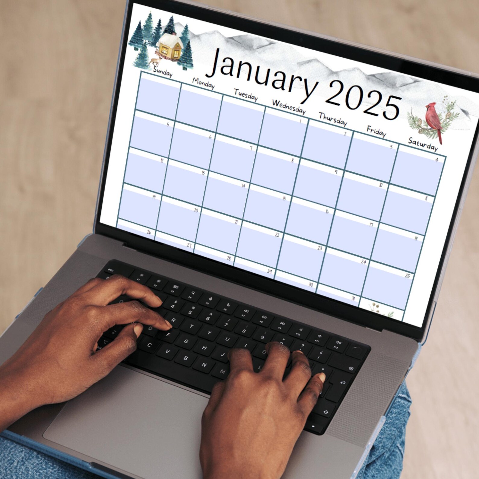 EDITABLE January 2025 Calendar, Printable January Calendar, Snowy ...