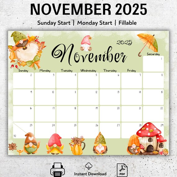November Cute Calendar