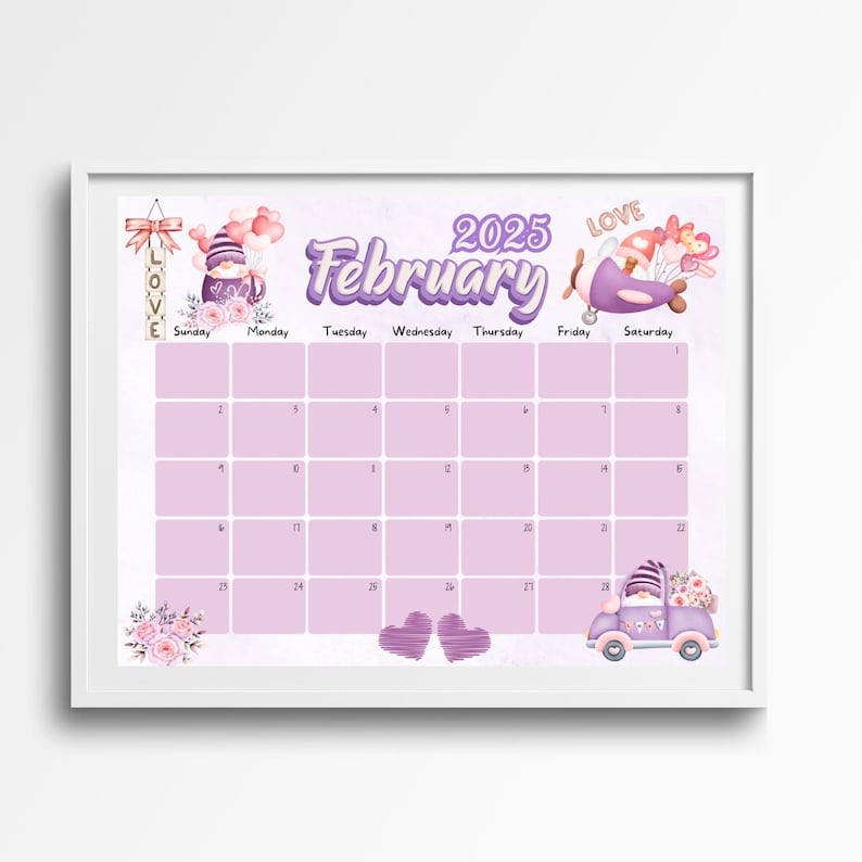 EDITABLE February 2025 Calendar, Valentine's Day, Homeschool, Loving ...