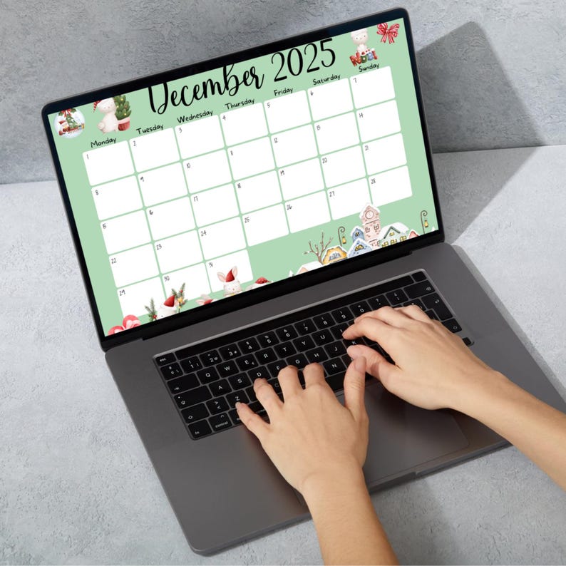 EDITABLE December 2025 Calendar, Beautiful Winter, Cute Rabbits ...