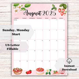 EDITABLE August 2025 Calendar, Printable Vacation Planner, Beautiful ...