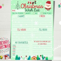 Christmas Wish List (4 Gift Rule) Printable - Etsy