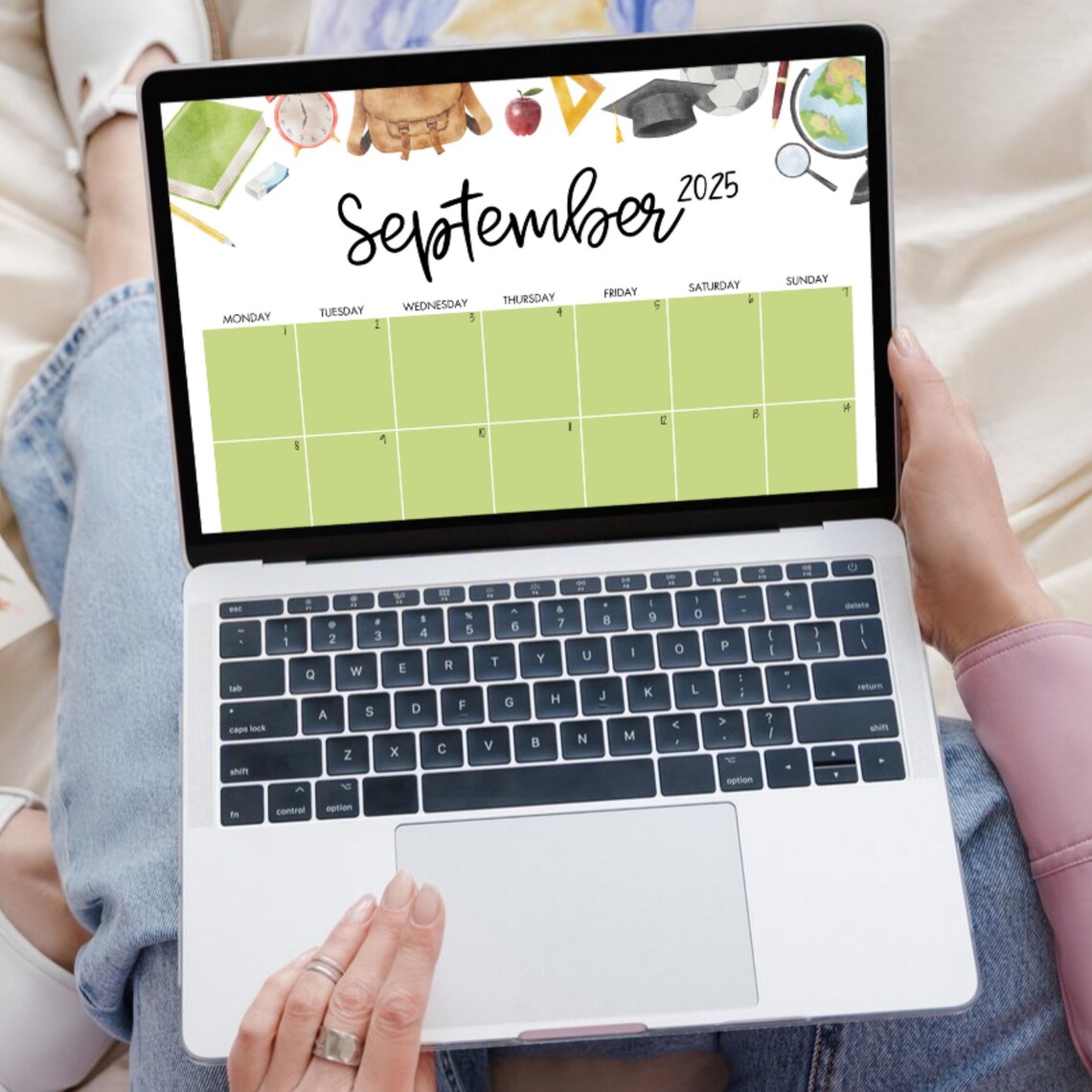 EDITABLE September 2025 Calendar, School Supplies Design Calendar, Back ...
