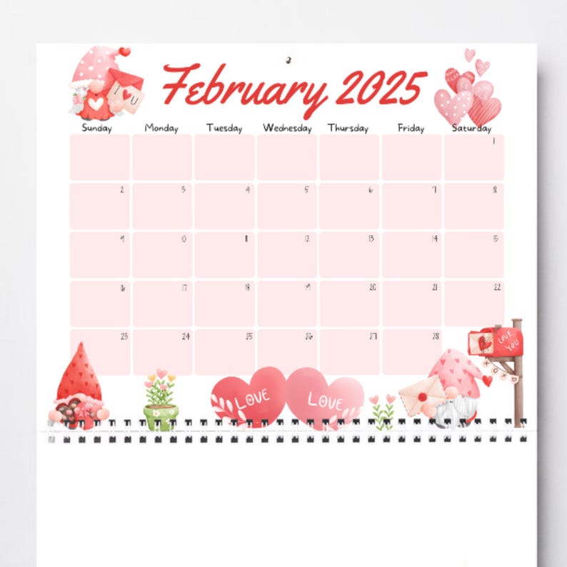 EDITABLE February 2025 Calendar, Valentine's Day, Homeschool, Loving ...