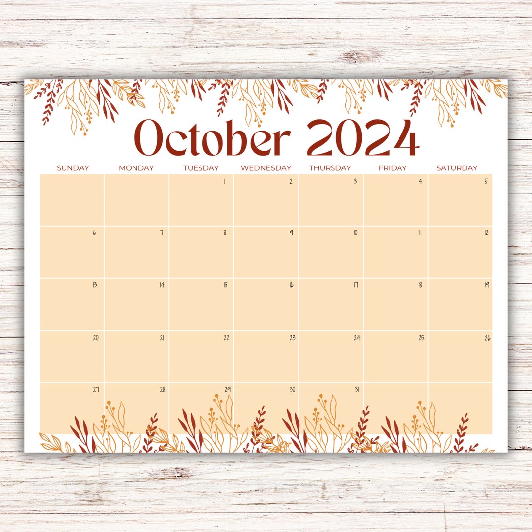 EDITABLE October 2024 Calendar, Academic Calendar, Beautiful Fall ...