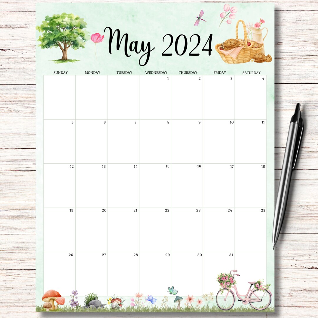 EDITABLE May 2024 Calendar, Printable May 2024 Calendar, Welcome Summer ...
