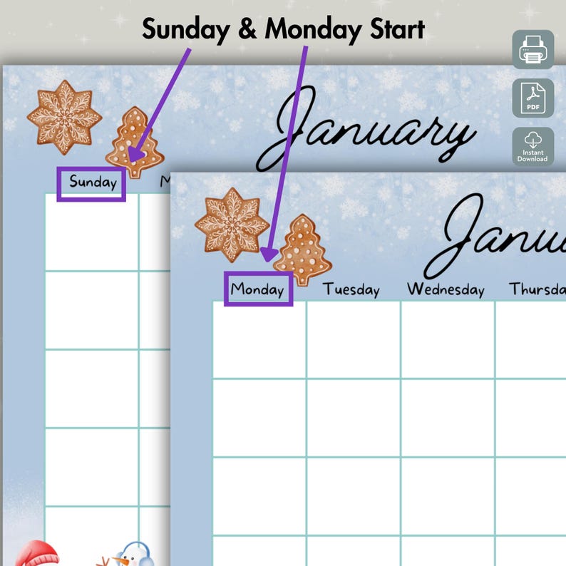 BEWERKBARE januari-kalender, ongedateerde lege maandkalender, vul je ...