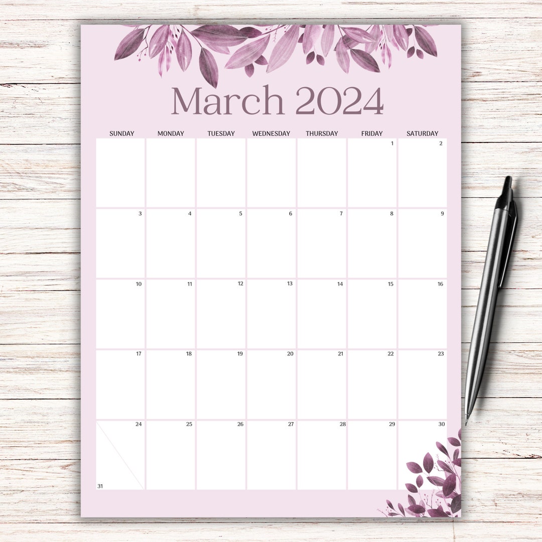 Editable 2024 March Calendar, Beautiful Monthly Calendar, March Daily ...