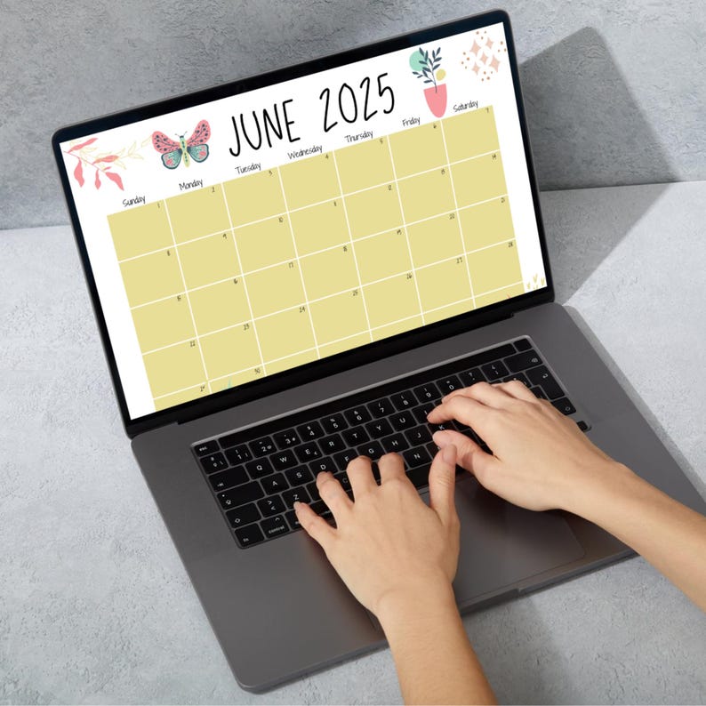 EDITABLE June 2025 Calendar, Beautiful Flowers and Butterfly, Printable ...