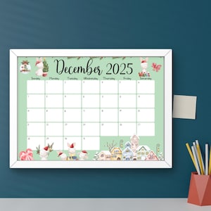 EDITABLE December 2025 Calendar, Beautiful Winter, Cute Rabbits ...