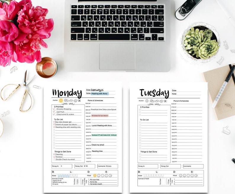7 Day Planner Work Planner Printable Weekly Planner 365 - Etsy