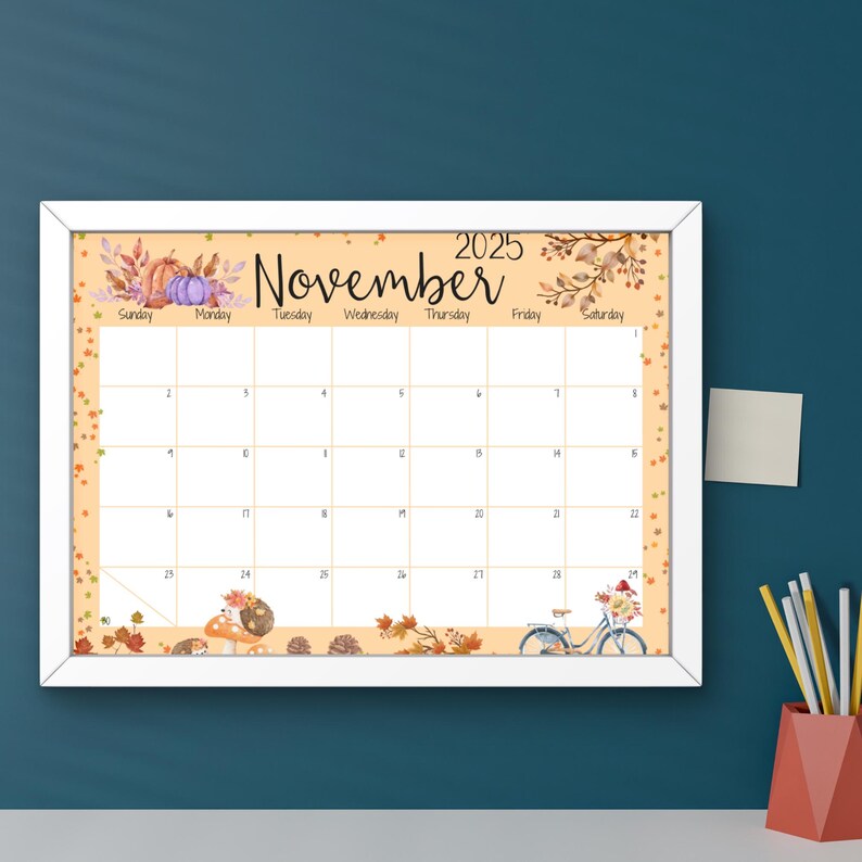 EDITABLE November 2025 Calendar, Beautiful Fall Foliage, Printable ...