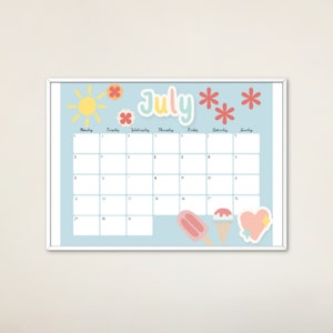 EDITABLE July 2024 Calendar, Colorful Happy Summer, Ice Creams and Sun ...