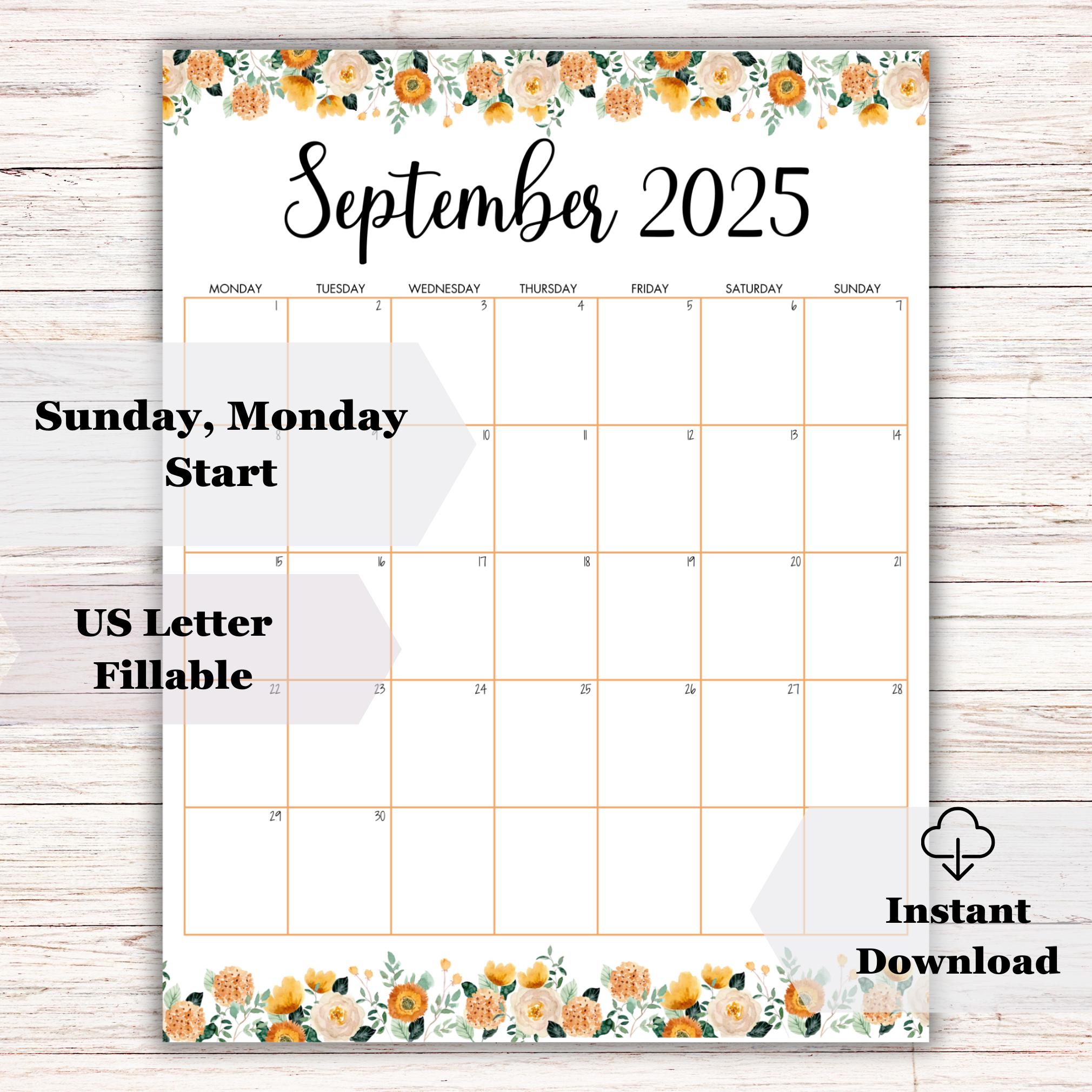 EDITABLE September 2025 Calendar, Printable Calendar, Homeschool ...