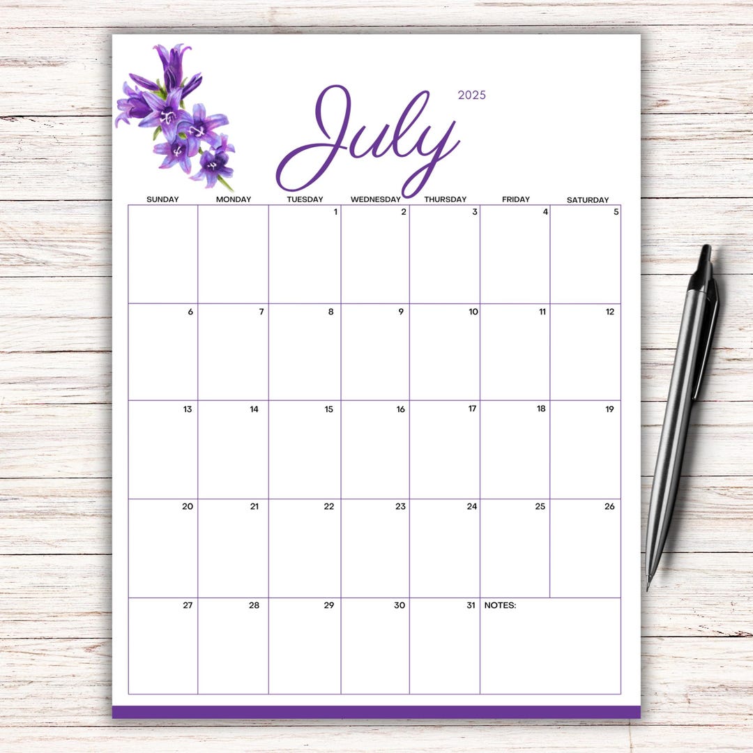 Printable July 2025 Calendar, Editable July 2025 Planner, Fillable ...
