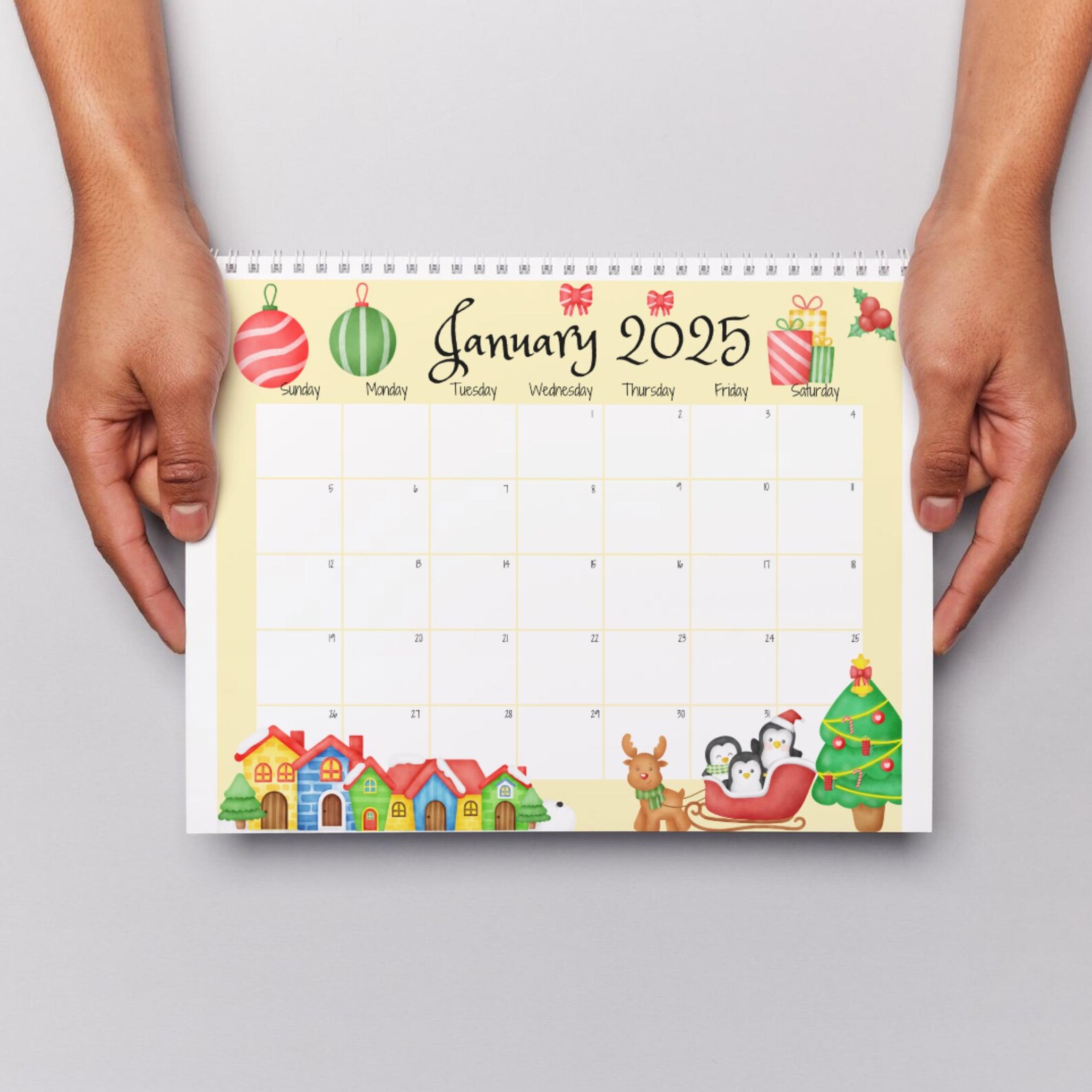 EDITABLE January 2025 Calendar, Fillable Calendar, Cute Penguins, Happy ...
