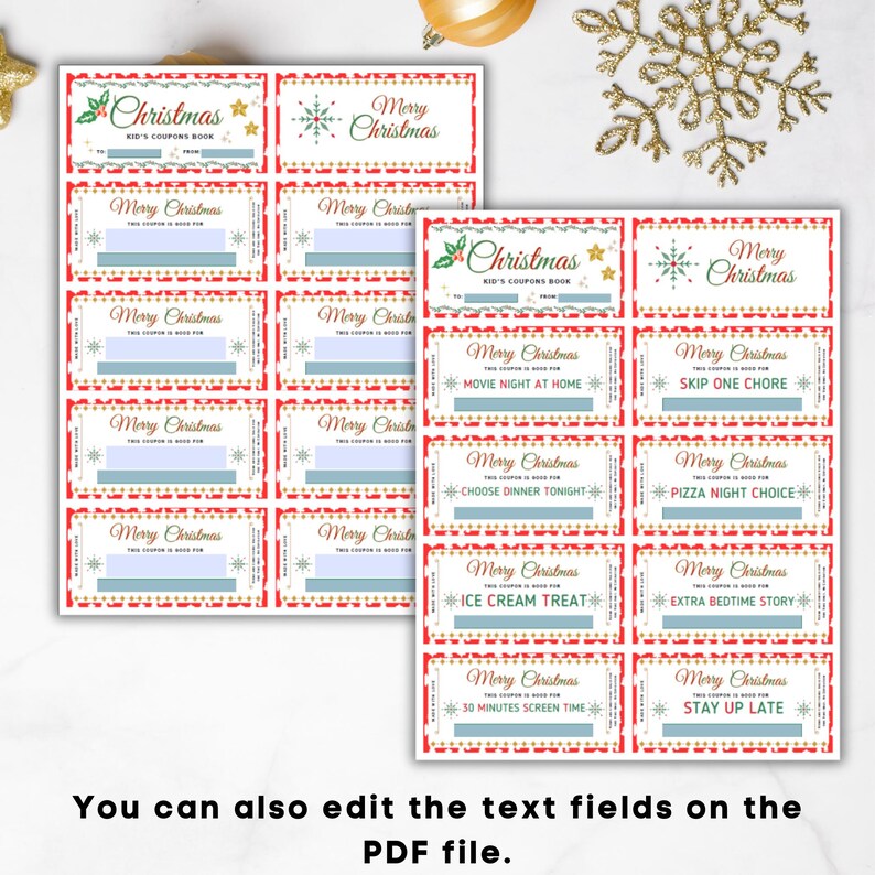 Personalized Kids Christmas Coupon Book, Editable Christmas Coupon ...