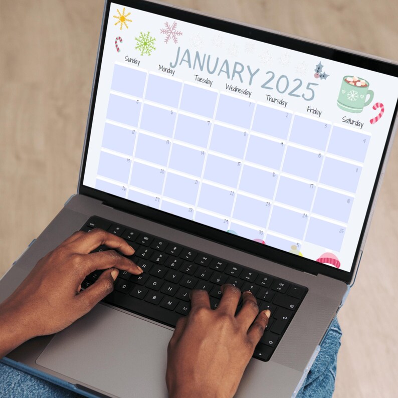 EDITABLE January 2025 Calendar, Beautiful Winter, Happy Snowmen, New ...
