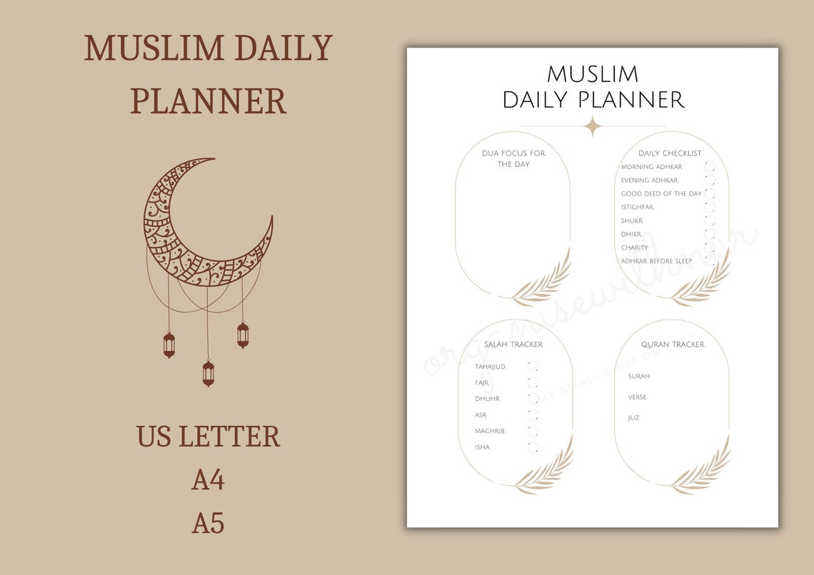 Printable Muslim Planner, Daily Salah Planner, Dua Journal, Quran ...