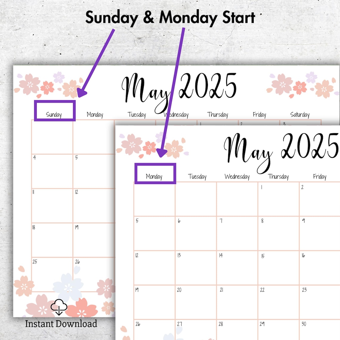 EDITABLE May 2025 Calendar, Colorful Flowers, Beautiful Spring ...