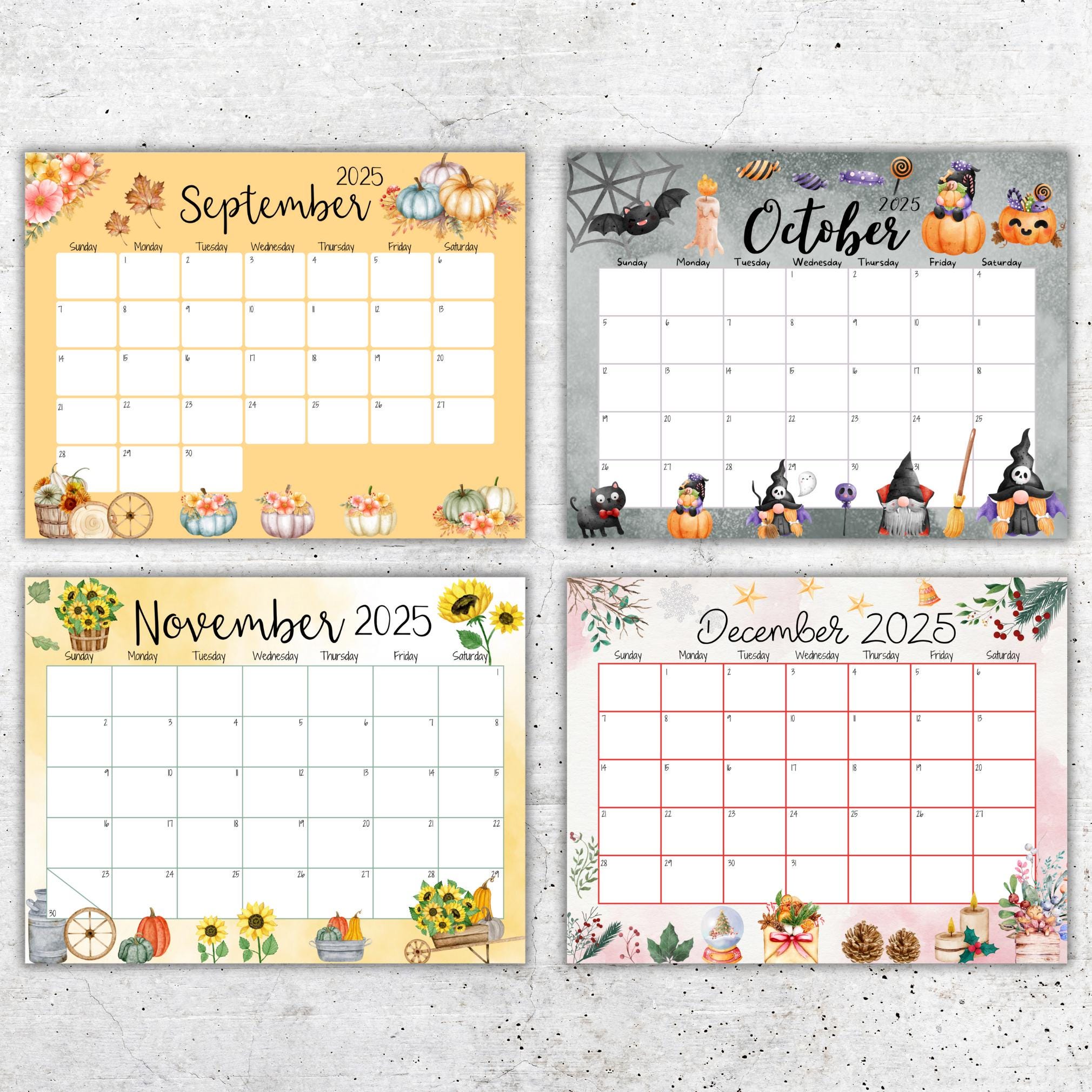 Monthly Calendar 2025, Printable 2025 Calendar, School Home Office ...