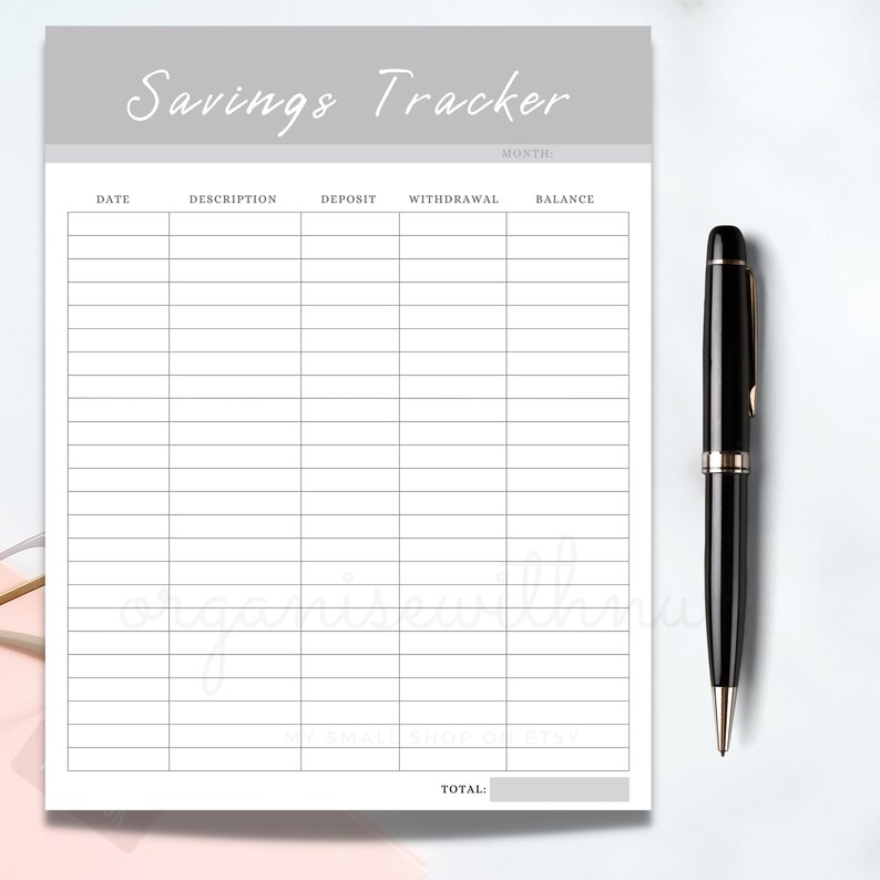 Printable Savings Tracker PDF, Editable Budget Organizer, Digital ...