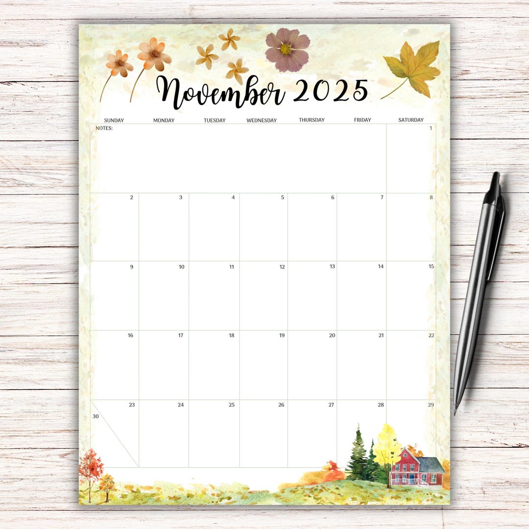 EDITABLE November 2025 Calendar, Monthly Schedule, Homeschool Calendar ...