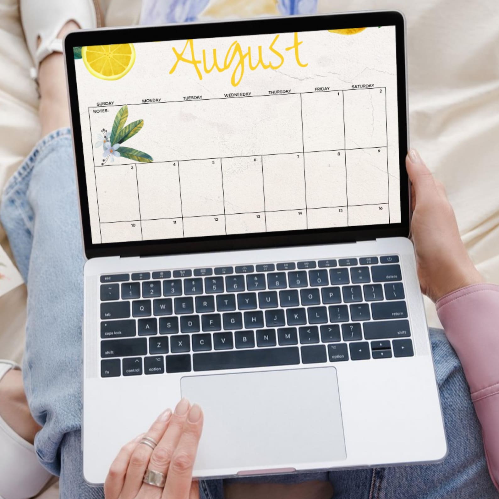Printable August 2025 Calendar, Beautiful Yellow Lemons, Homeschool ...