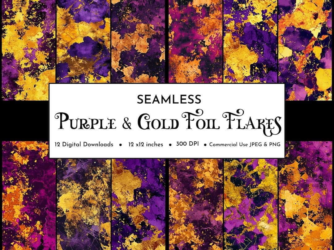 Purple Gold Foil Flake Textures: Marble Digital Paper (digital Download ...