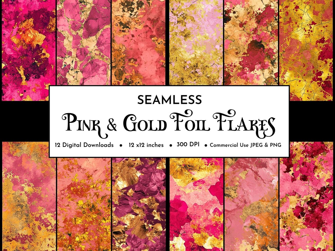 Pink Gold Foil Flake Textures: Seamless Digital Paper (JPEG & PNG) - Etsy