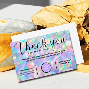 Editable Holographic Printable Business Thank You Card Template | Thank ...
