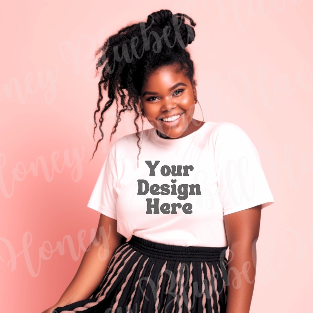 Plus Size Black Model Mockup Plus Size Pink Black Girl Mockup African ...