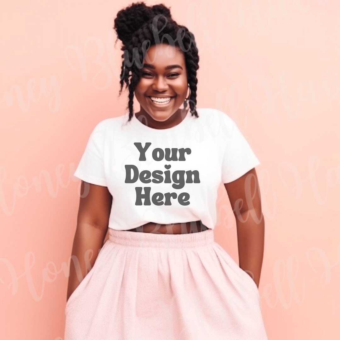 Plus Size Black Model Mockup | Plus Size Pink | Black Girl Mockup ...