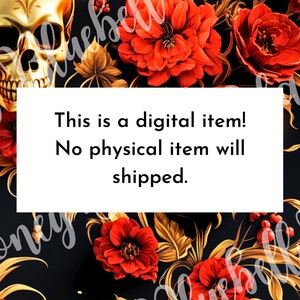 Gothic Skulls Halloween Floral Digital Paper Pack: Seamless Dark ...